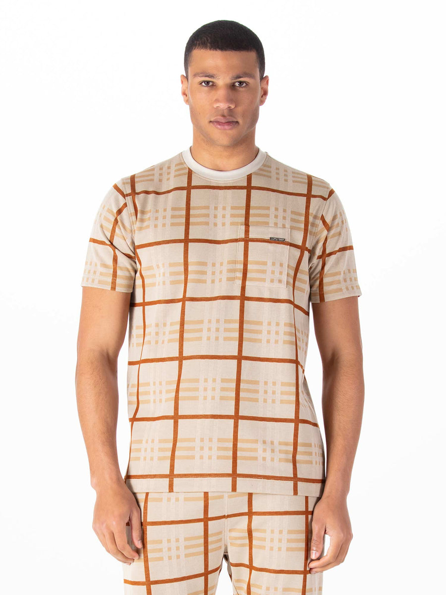 LUKE 1977 MORTAR Biscuit Check Crew Neck Tee with Chest Pocket – Luke1977
