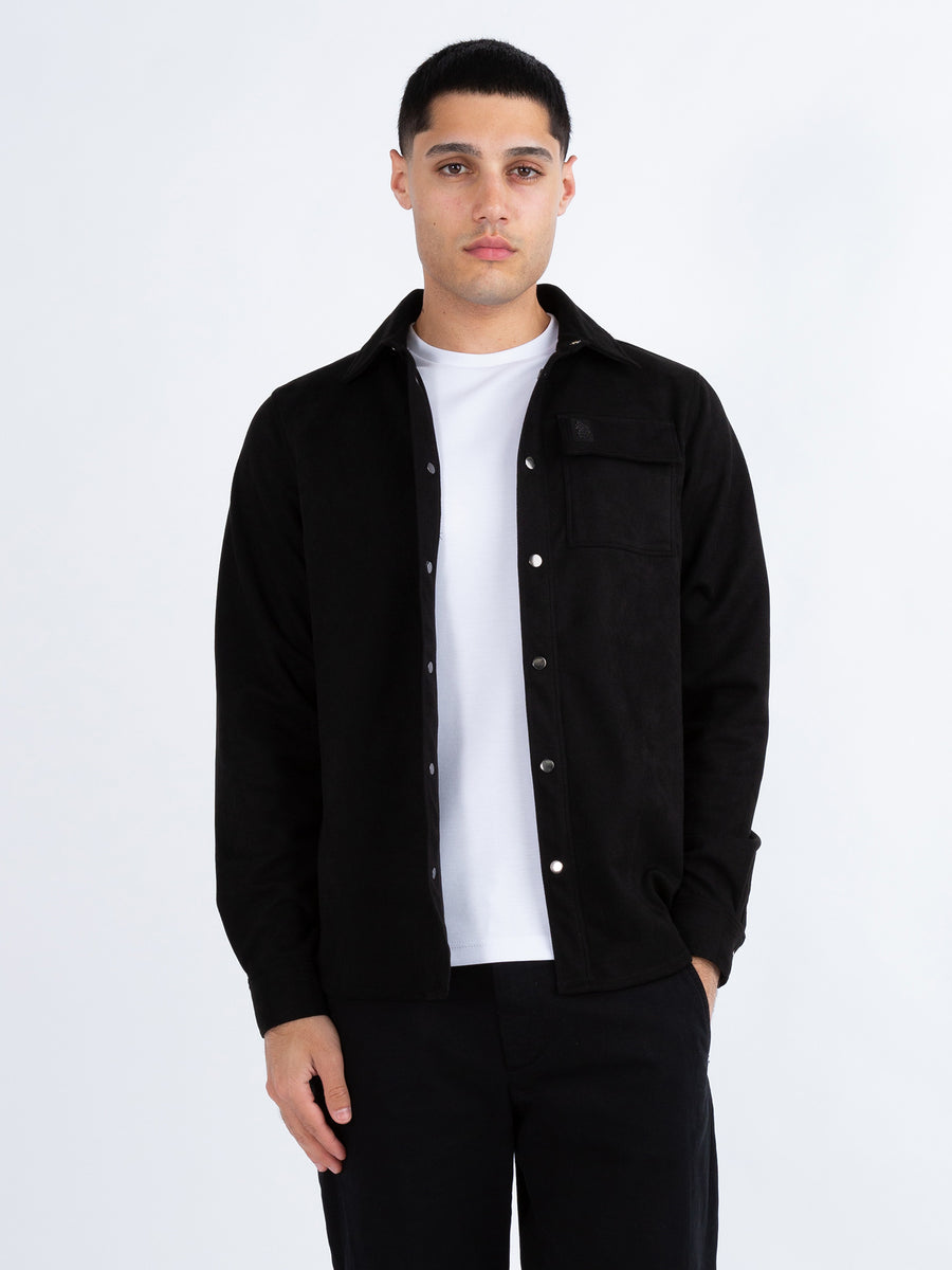DONOVAN 1000 Men's Premium Faux Suede LS Shirt Overshirt in Black ...