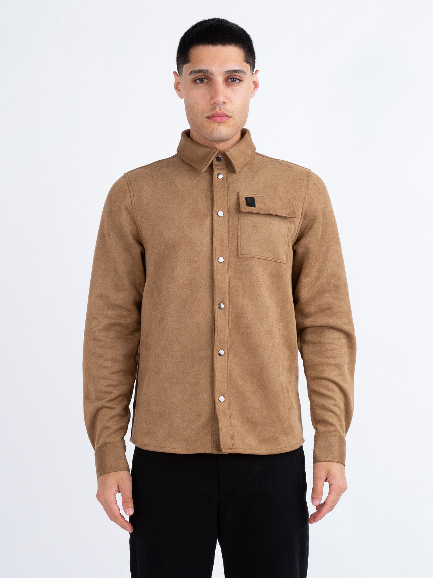DONOVAN 1000 Men's Premium Faux Suede LS Shirt Overshirt in Brown ...