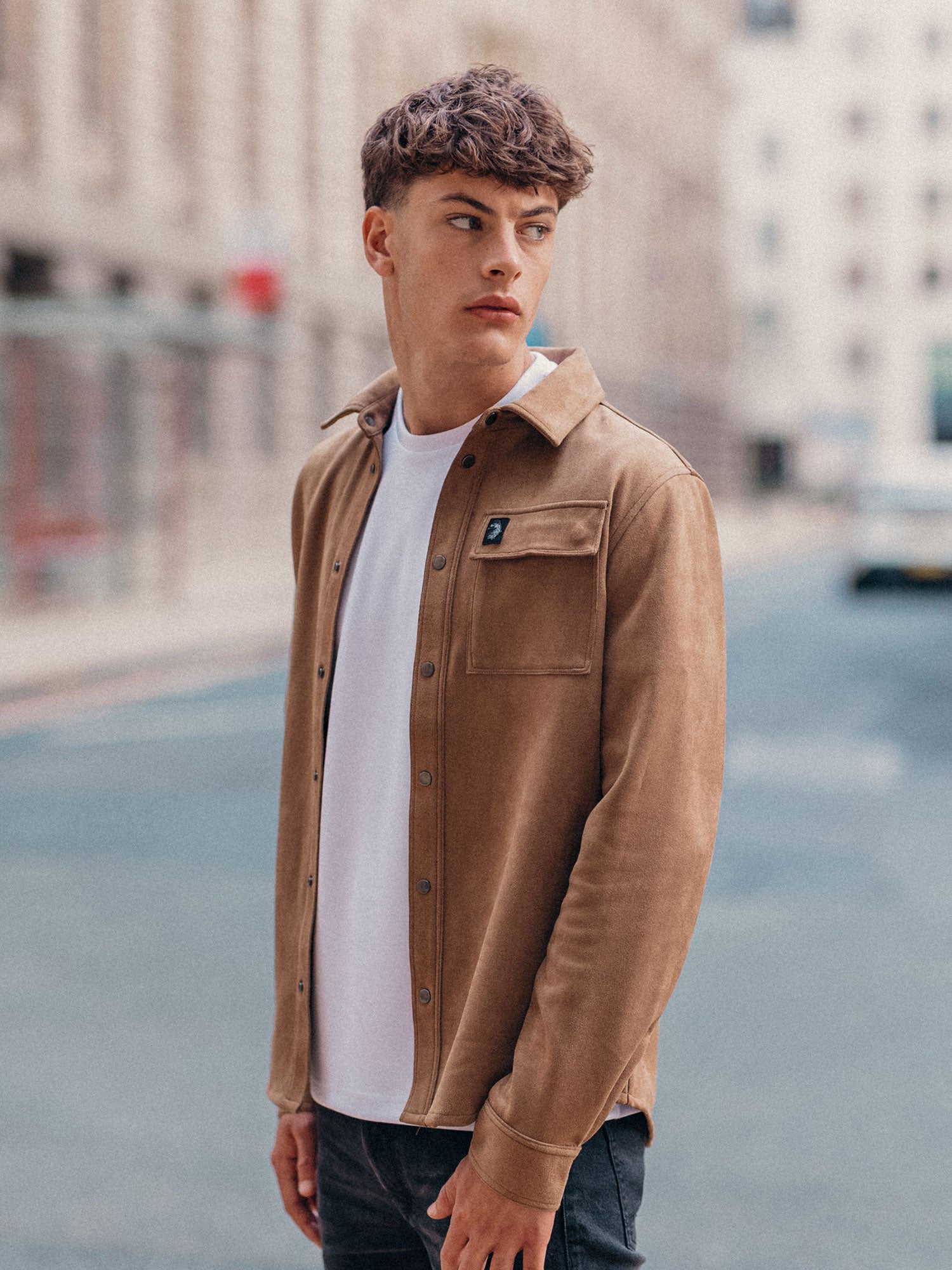 DONOVAN 1000 Men's Premium Faux Suede LS Shirt Overshirt in Brown ...