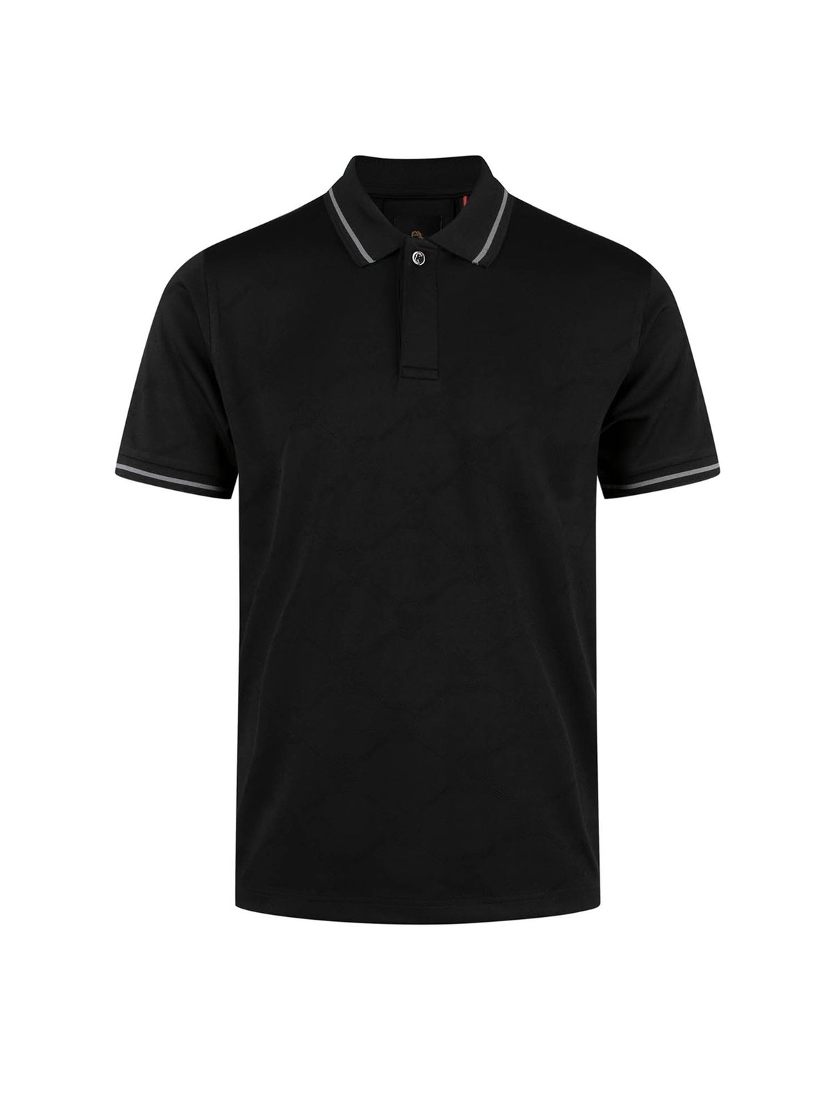 Men's Black Jacquard & Contrast Tipping Polo Shirt | Saxon | Luke 1977 ...