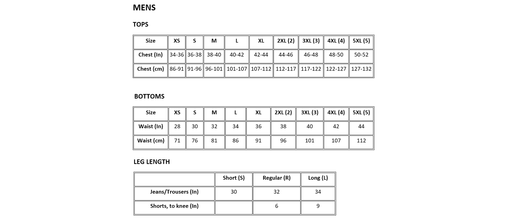 LUKE 1977 Size Guidelines | Size Charts for Mens Clothing | LUKE 1977 ...
